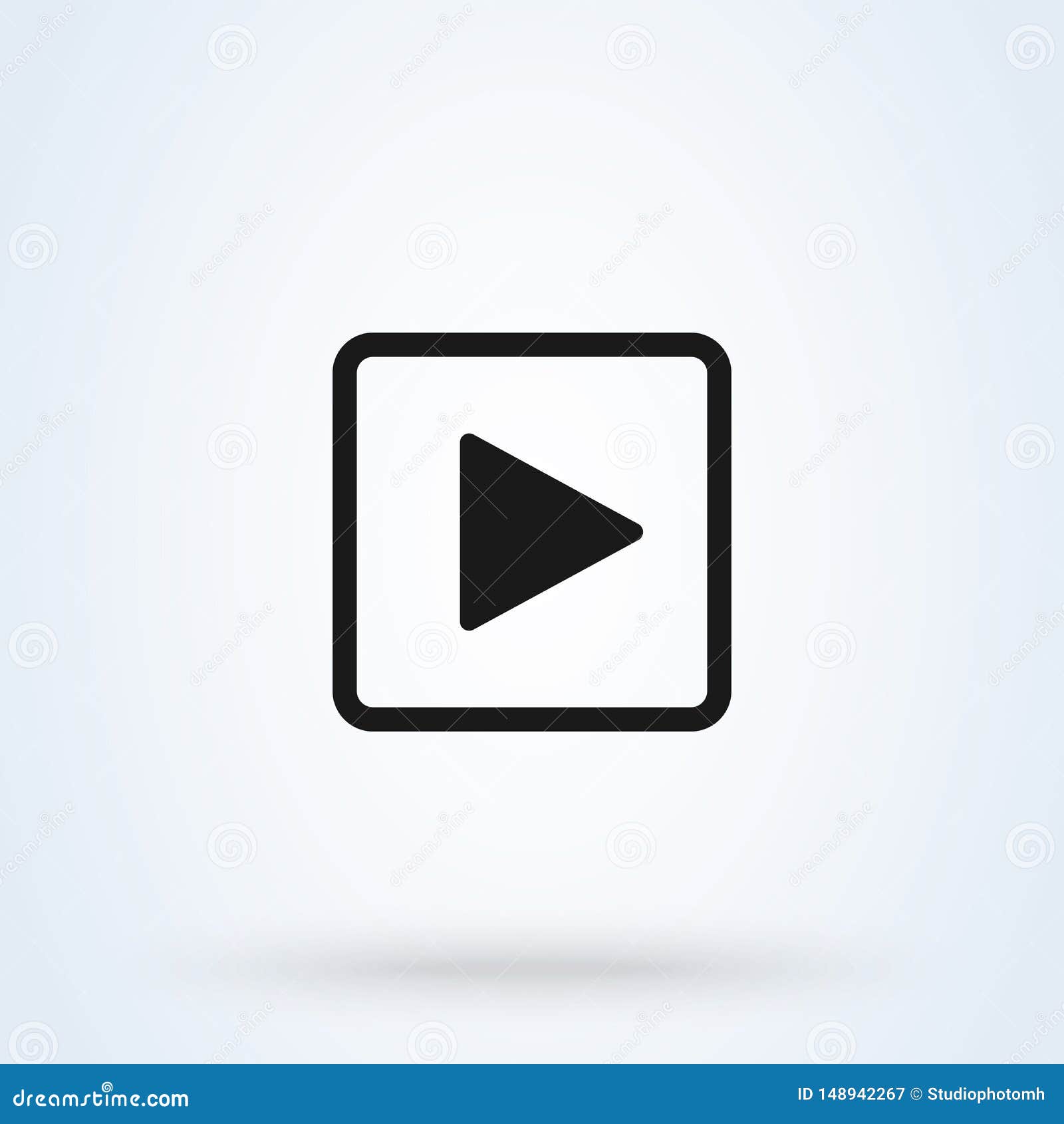 Play Button Square. Flat Style Stock Vector - Illustration of square ...