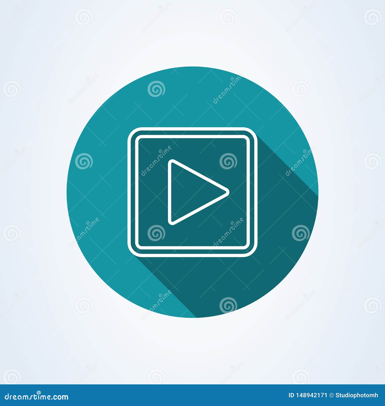 Play Button Square. Flat Style Stock Vector - Illustration of music ...