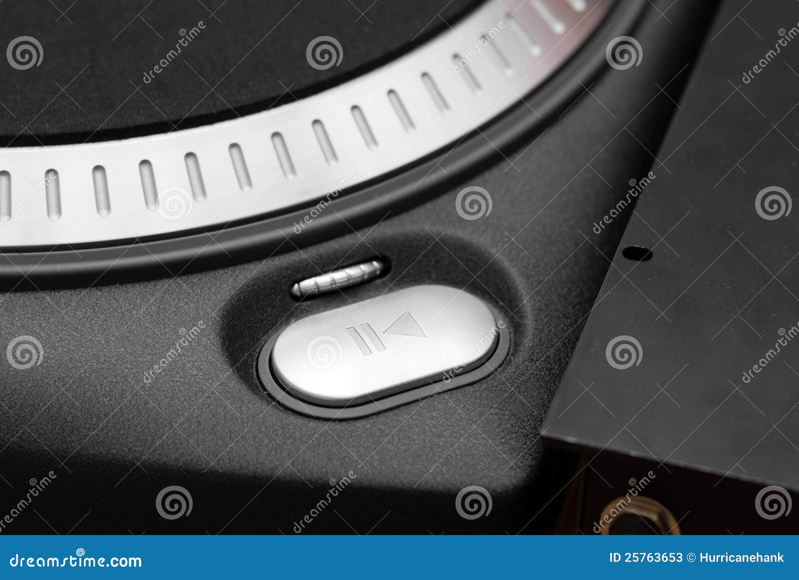 Play Button on Turntable Record Player Stock Image - Image of record ...