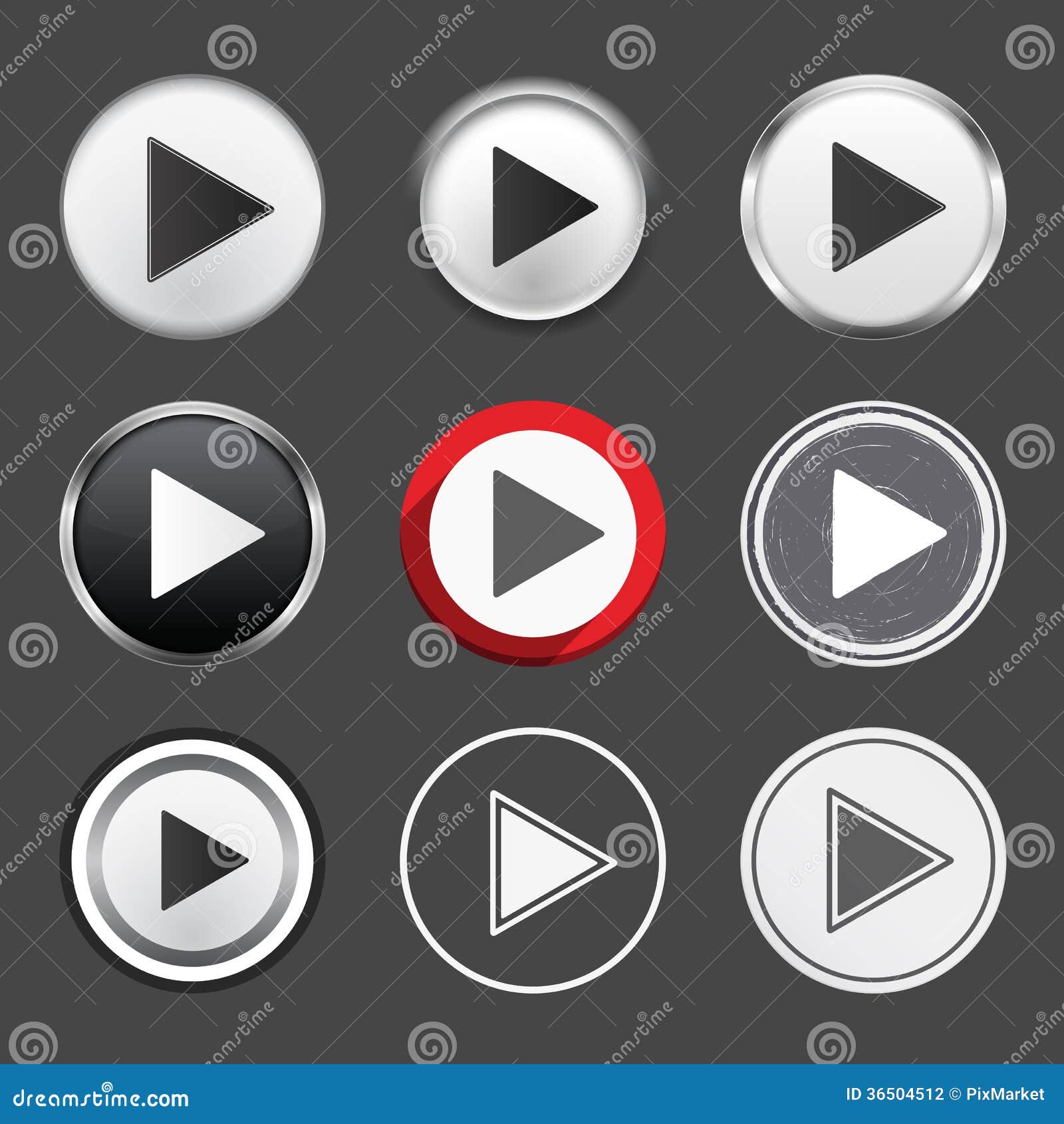 Play Buttons stock vector. Illustration of flat, player - 36504512