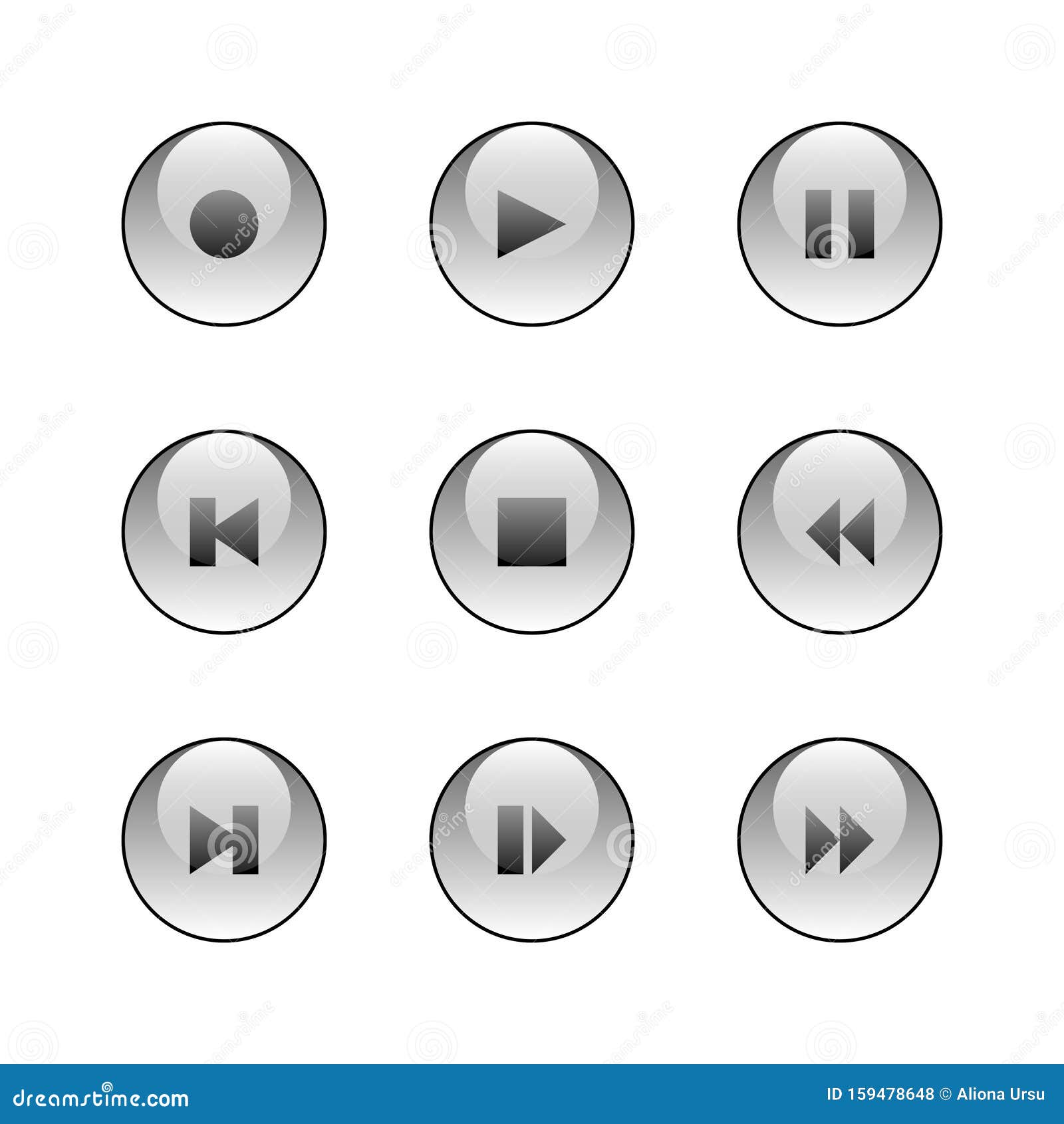 Play buttons stock vector. Illustration of shiny, music - 159478648