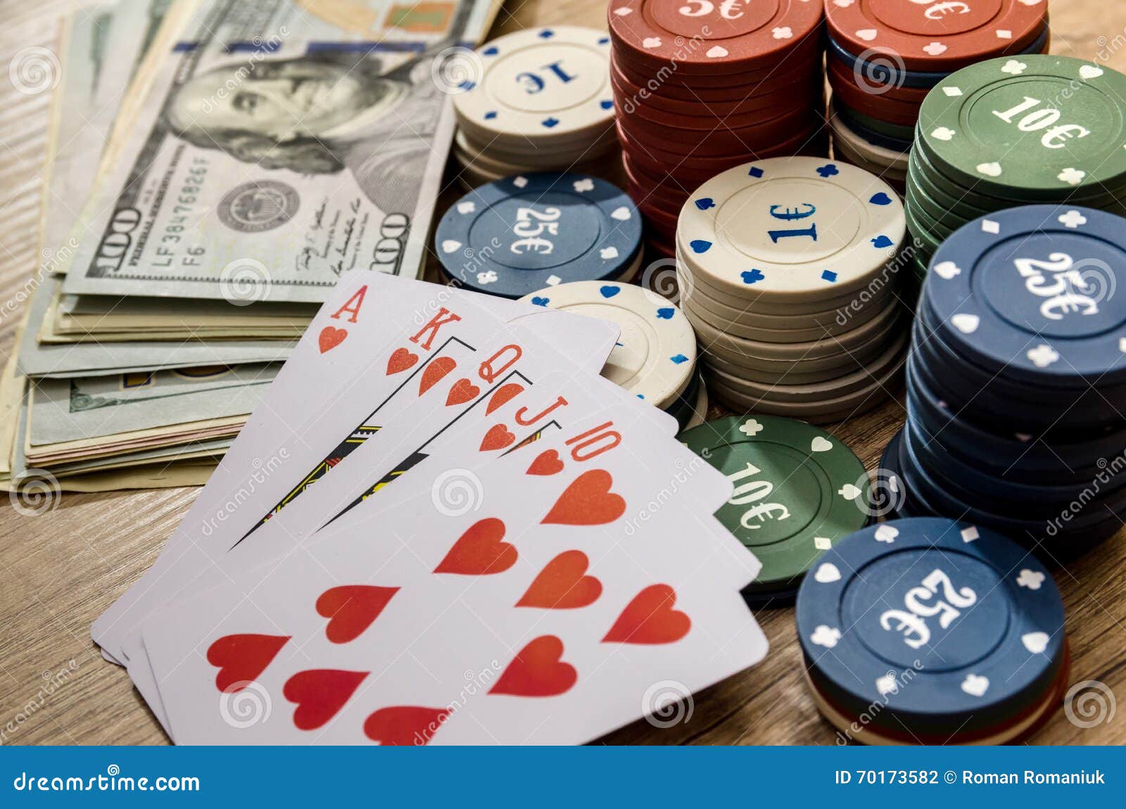 Play Card with Money, Chips Stock Photo - Image of luck, holdem: 70173582