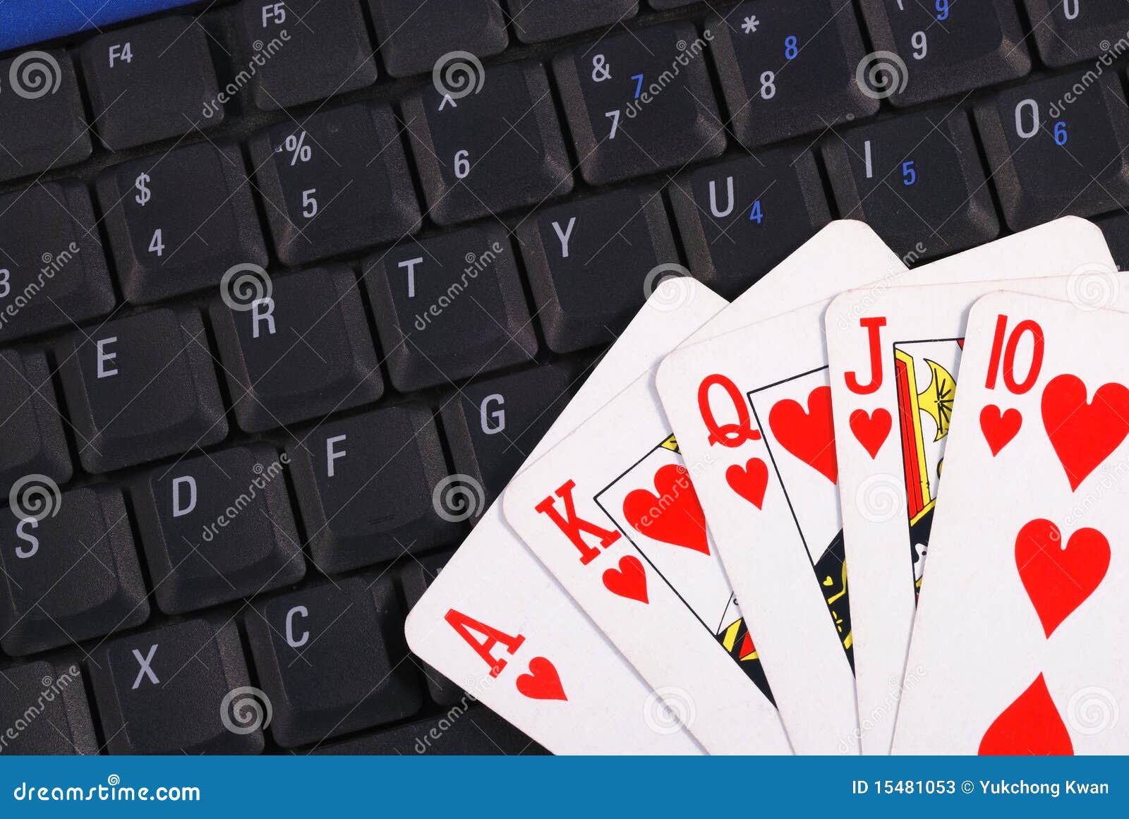 Play cards on a keyboard stock image. Image of bridge - 15481053