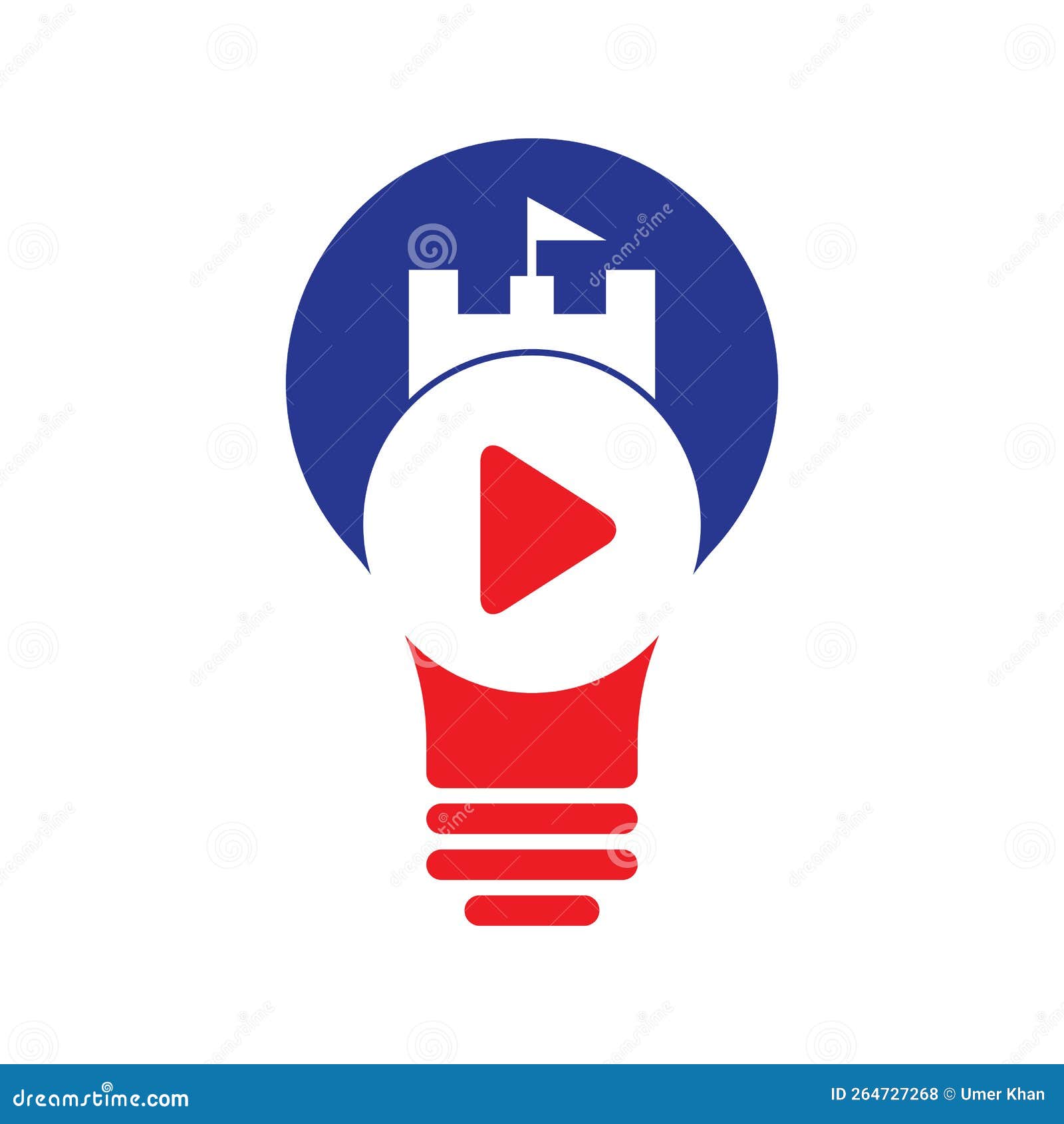 Play Castle Bulb Shape Concept Logo Design. Stock Vector - Illustration ...