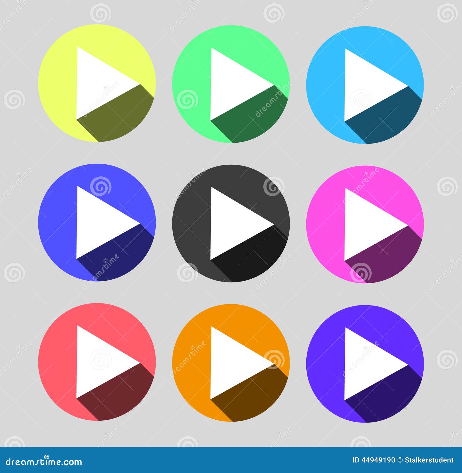 Play Circular Vector Colorful Web Icon Set Button Stock Illustration ...