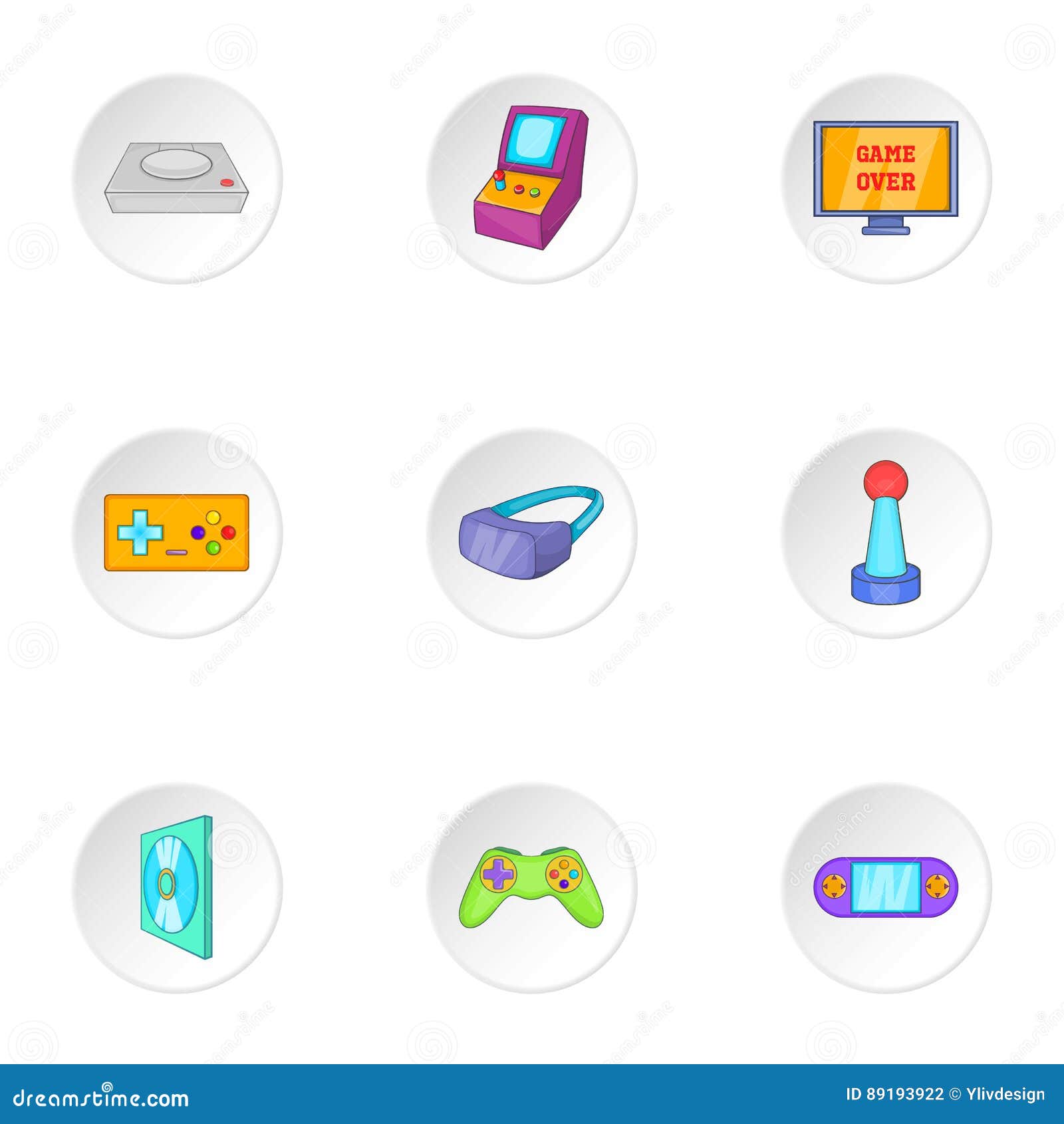 Play Console Icons Set, Cartoon Style Stock Vector - Illustration of ...