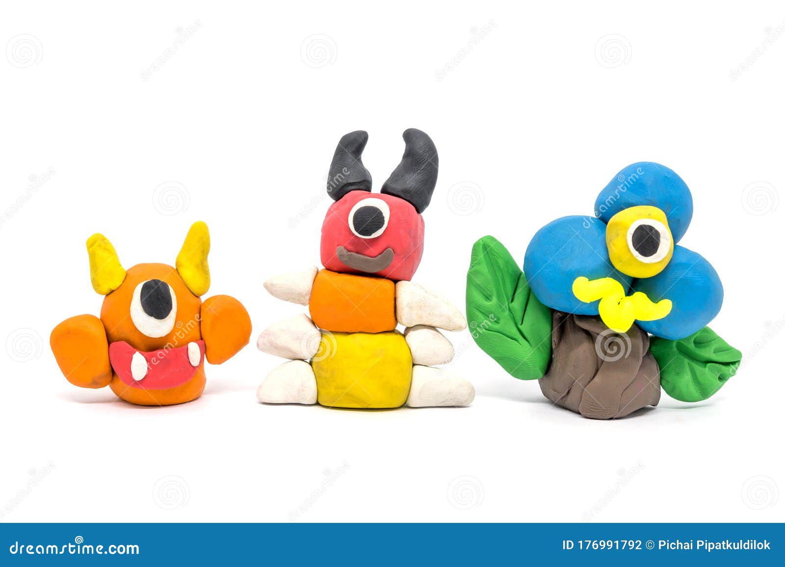 Play Dough Group Monsters on White Background Stock Photo - Image of ...