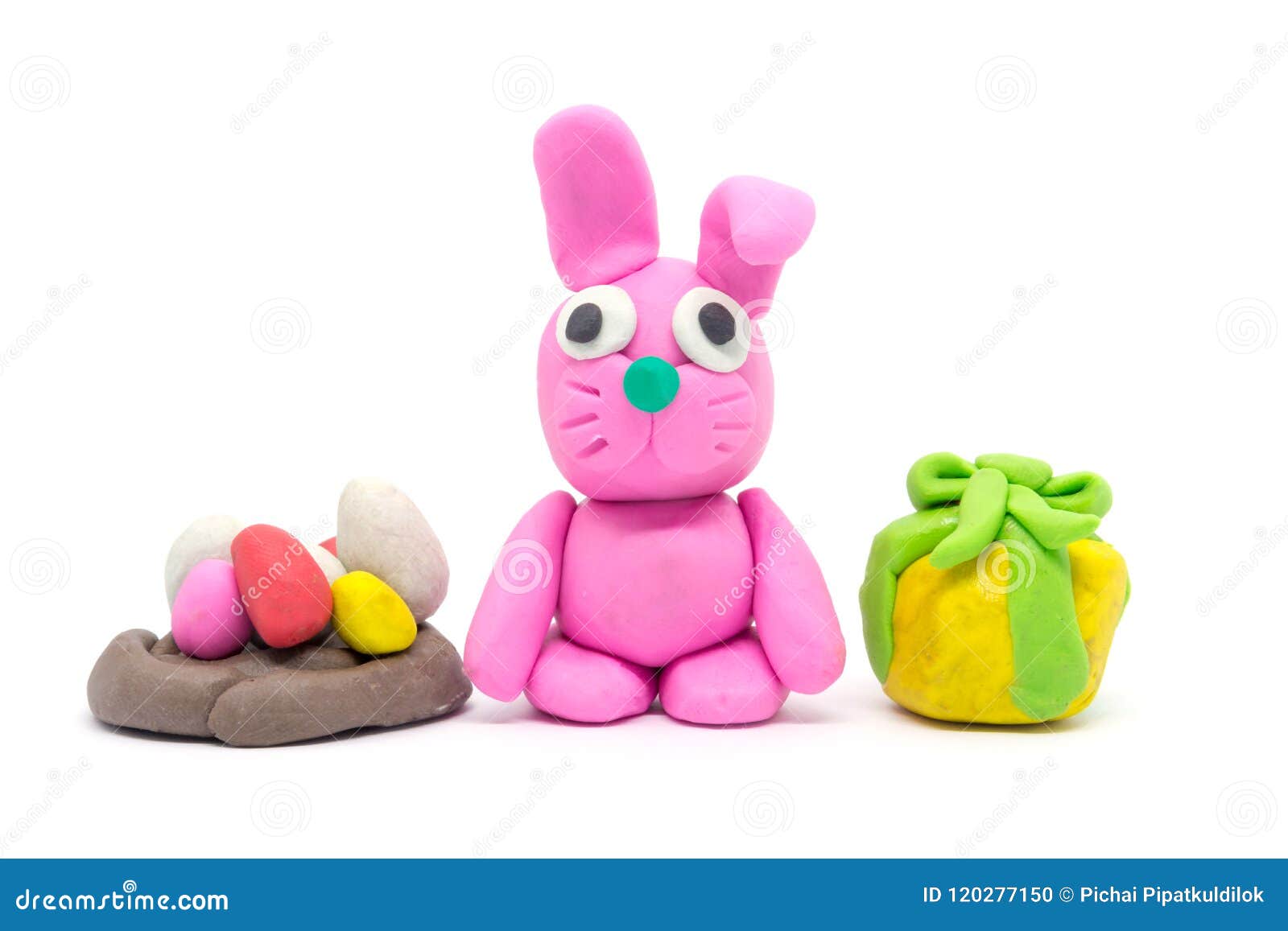 Play Dough Rabbit on White Background Stock Photo - Image of festive ...