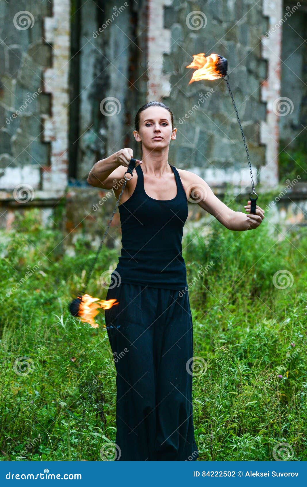 Play with fire show stock photo. Image of juggler, girl - 84222502