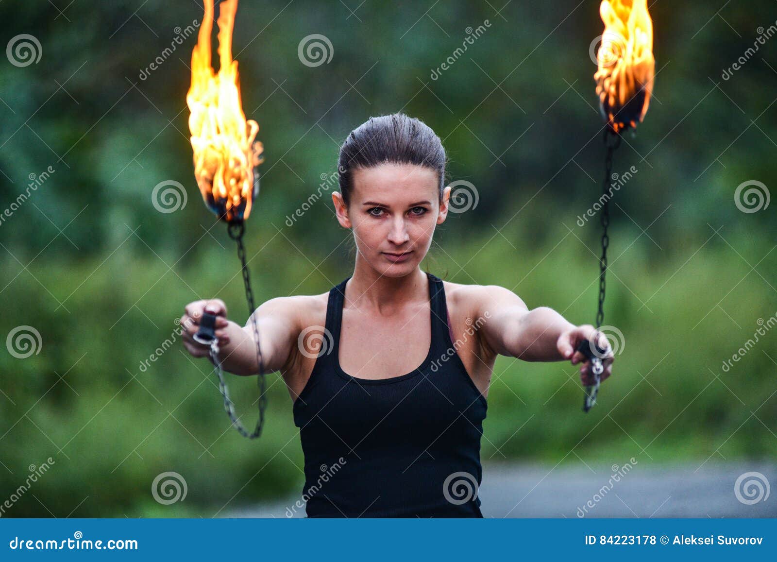 Play with fire show stock photo. Image of dangerous, dancer - 84223178