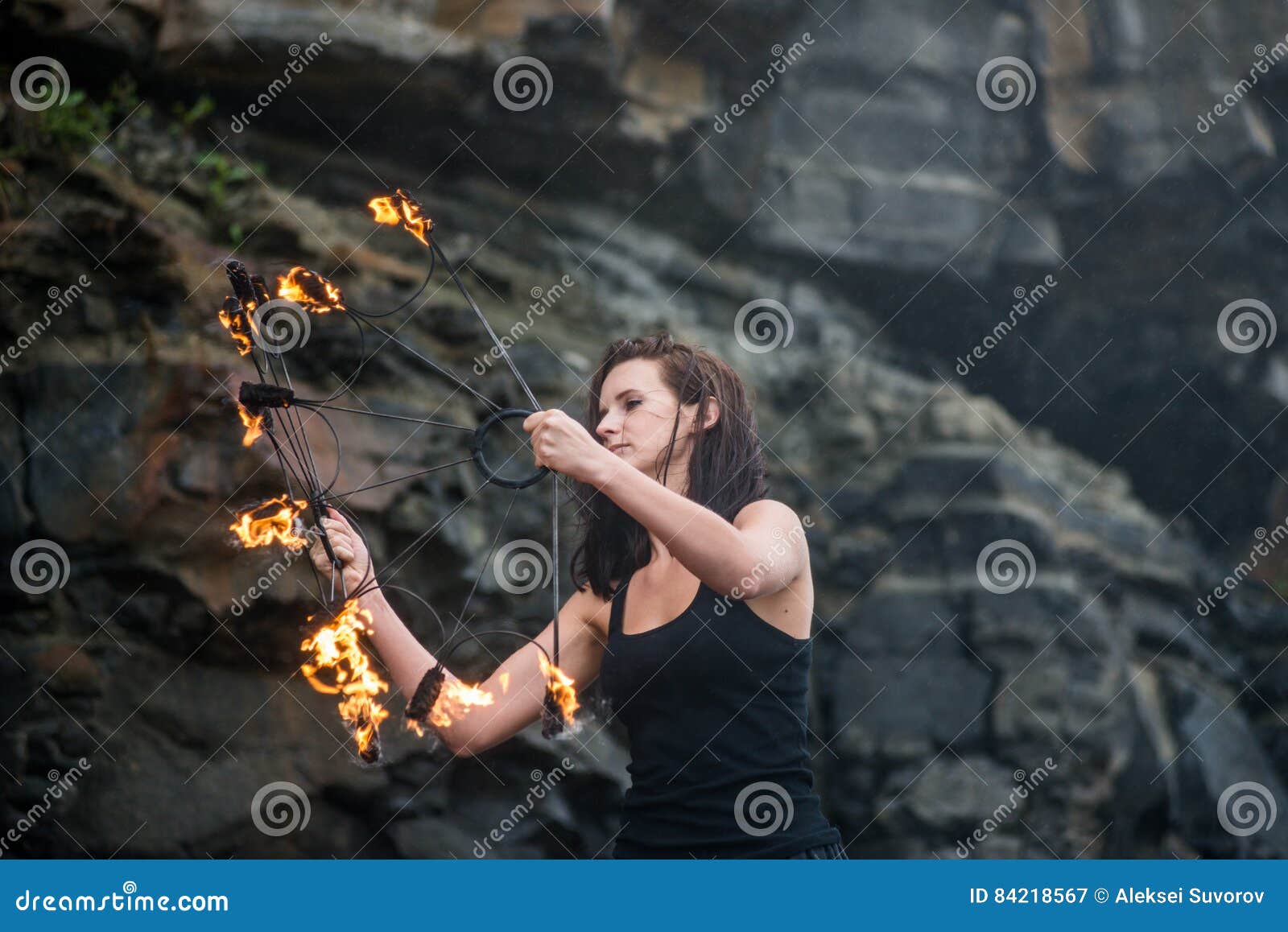 Play with Fire Show on the Shore of the Sea Stock Image - Image of ...