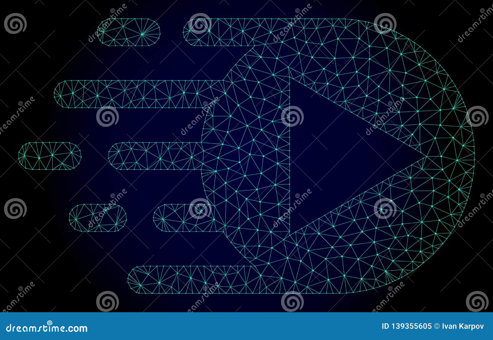 Play Function Polygonal Frame Vector Mesh with Fast Motion Effect Stock ...