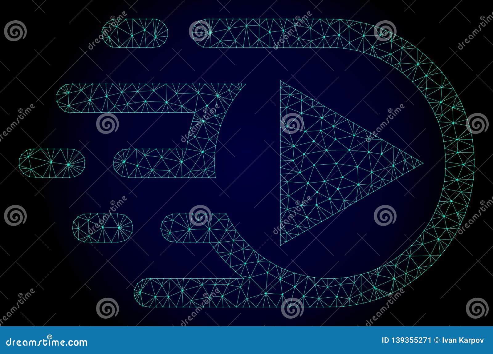 Play Function Polygonal Frame Vector Mesh with Fast Motion Effect Stock ...