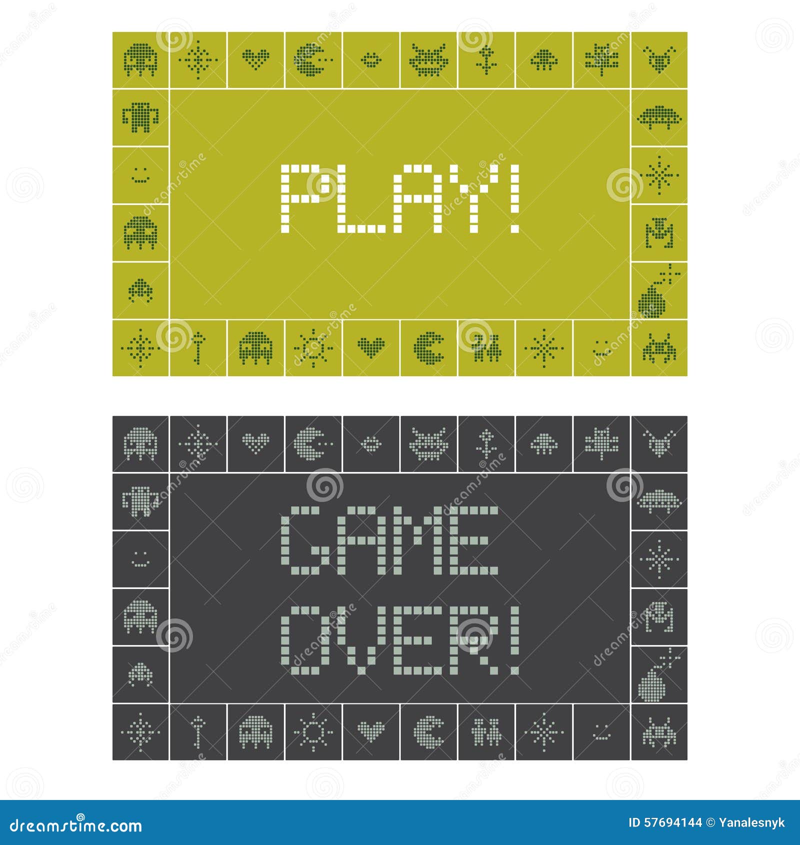 Play and Game Over Screen Notification Stock Vector - Illustration of ...