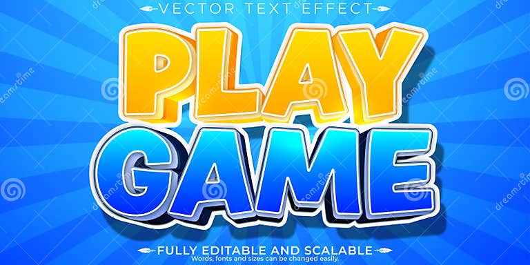 Play Game Text Effect, Editable Cartoon and Comic Text Style Stock ...