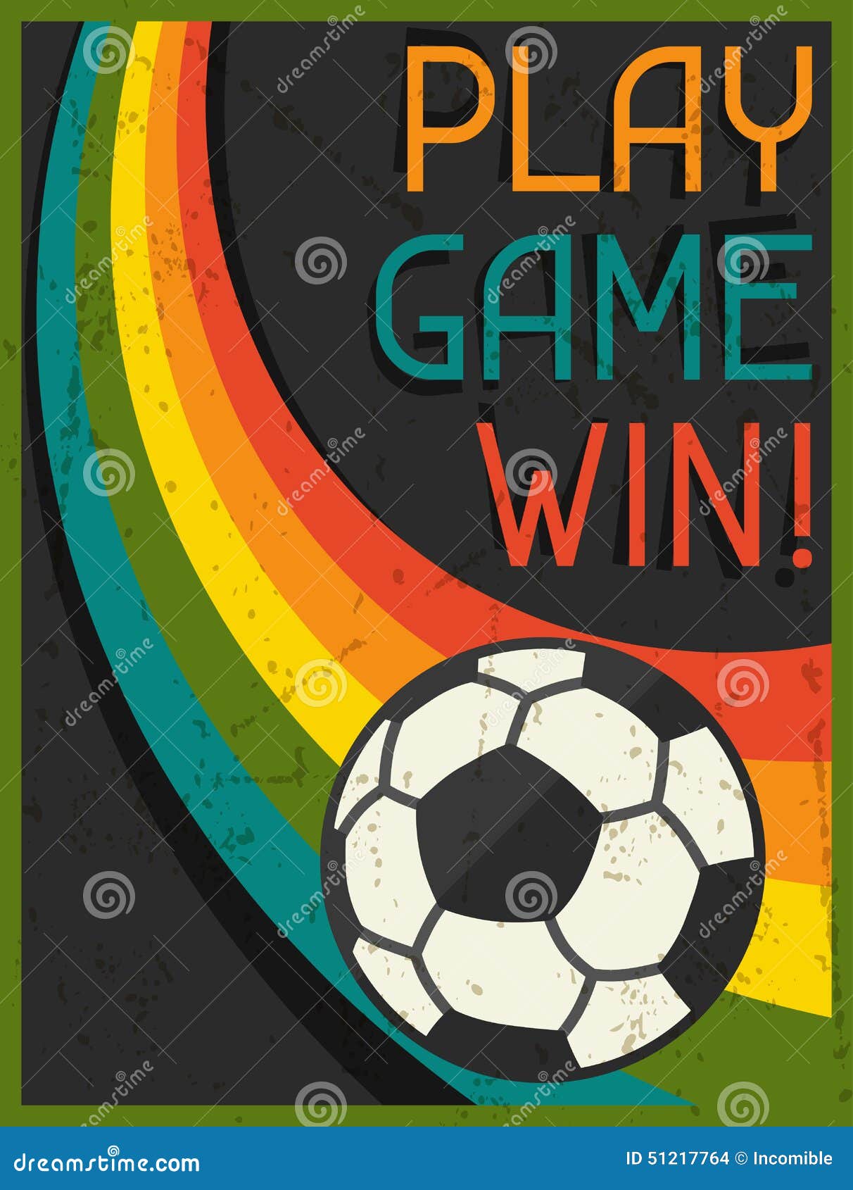 Play Game Win! Retro Poster in Flat Design Style Stock Vector ...