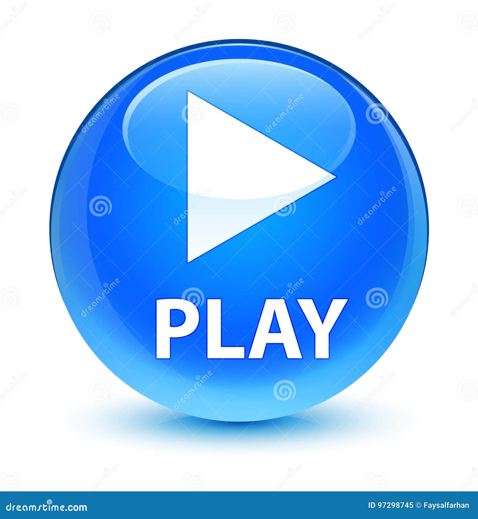 Play Glassy Cyan Blue Round Button Stock Illustration - Illustration of ...
