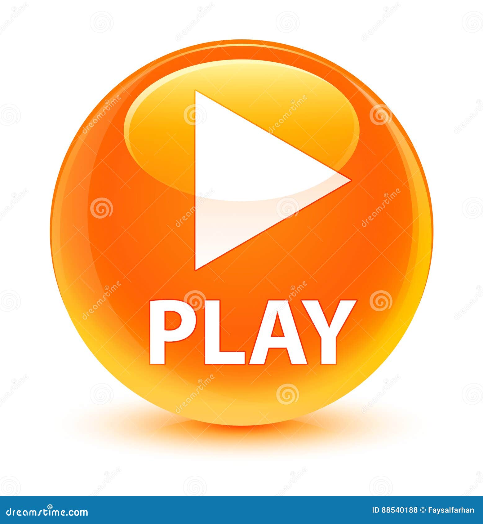 Play Glassy Orange Round Button Stock Illustration - Illustration of ...