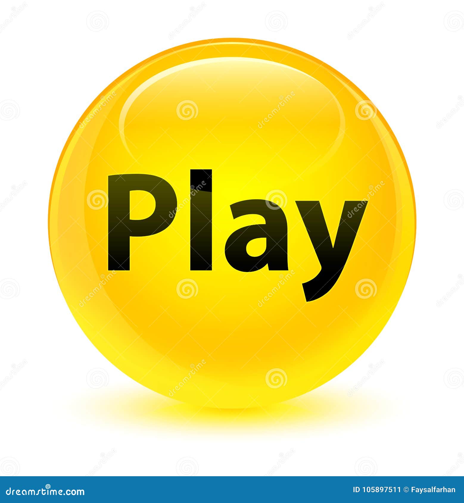 Play Glassy Yellow Round Button Stock Illustration - Illustration of ...