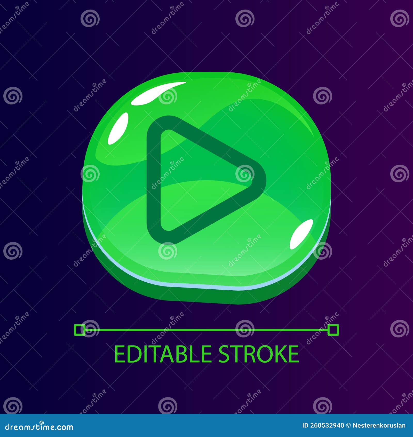 Play Glossy Ui Button with Linear Icon Stock Vector - Illustration of control, linear: 260532940