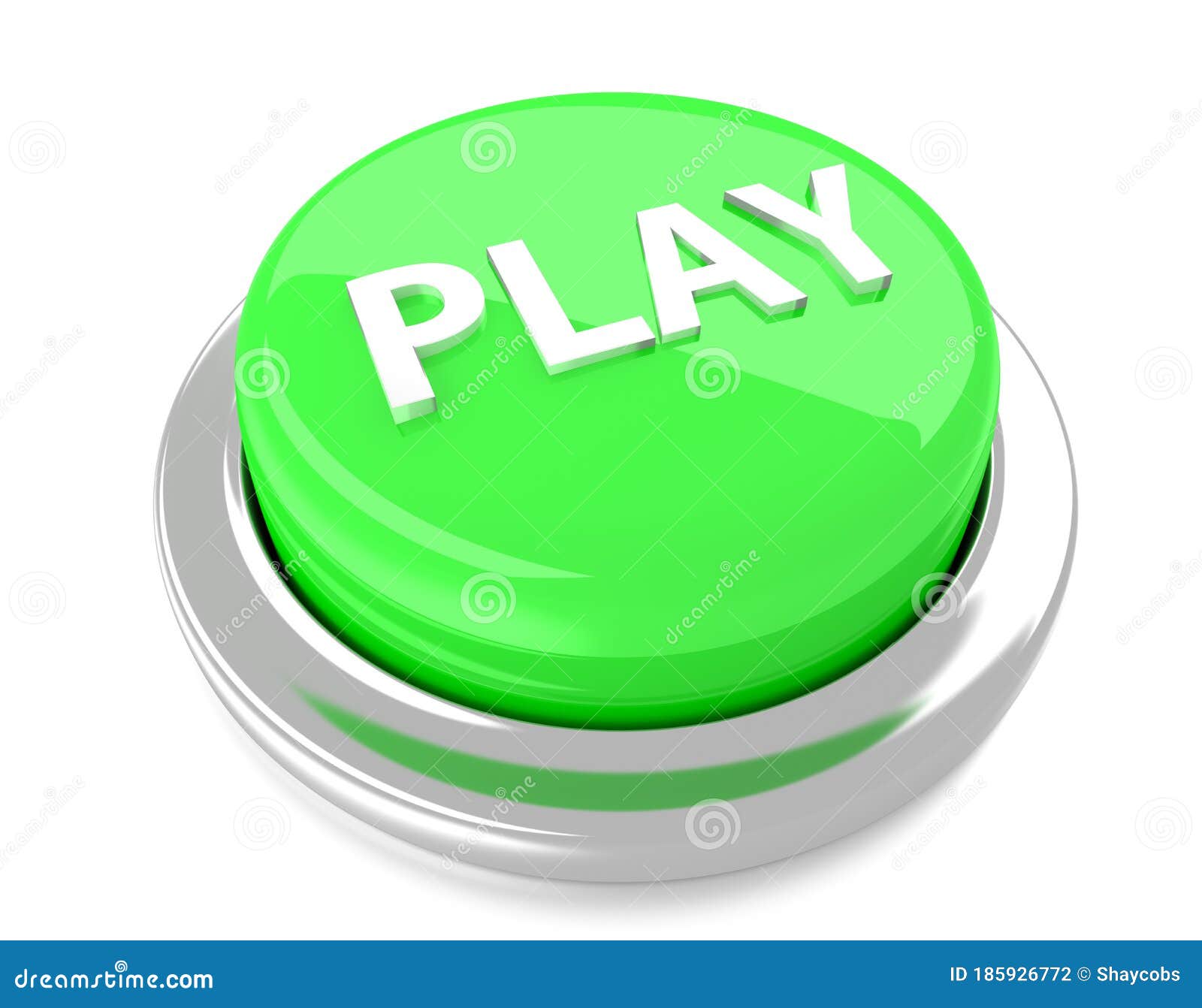 PLAY On Green Push Button. 3d Illustration. Isolated Background Royalty ...