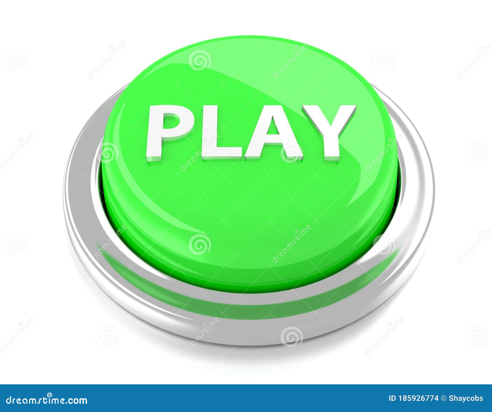 PLAY on Green Push Button. 3d Illustration Stock Illustration ...