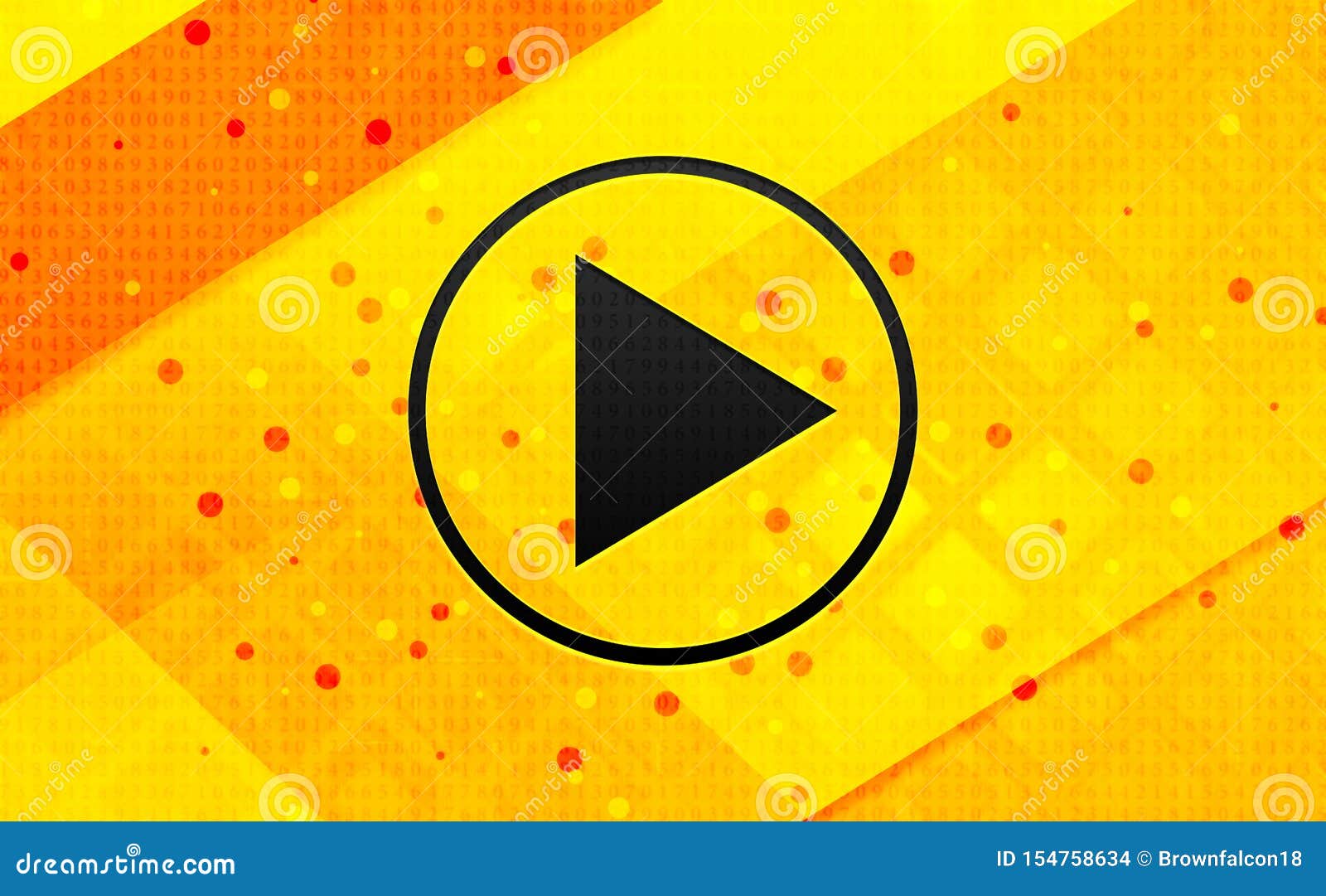Play Icon Abstract Digital Banner Yellow Background Stock Illustration ...