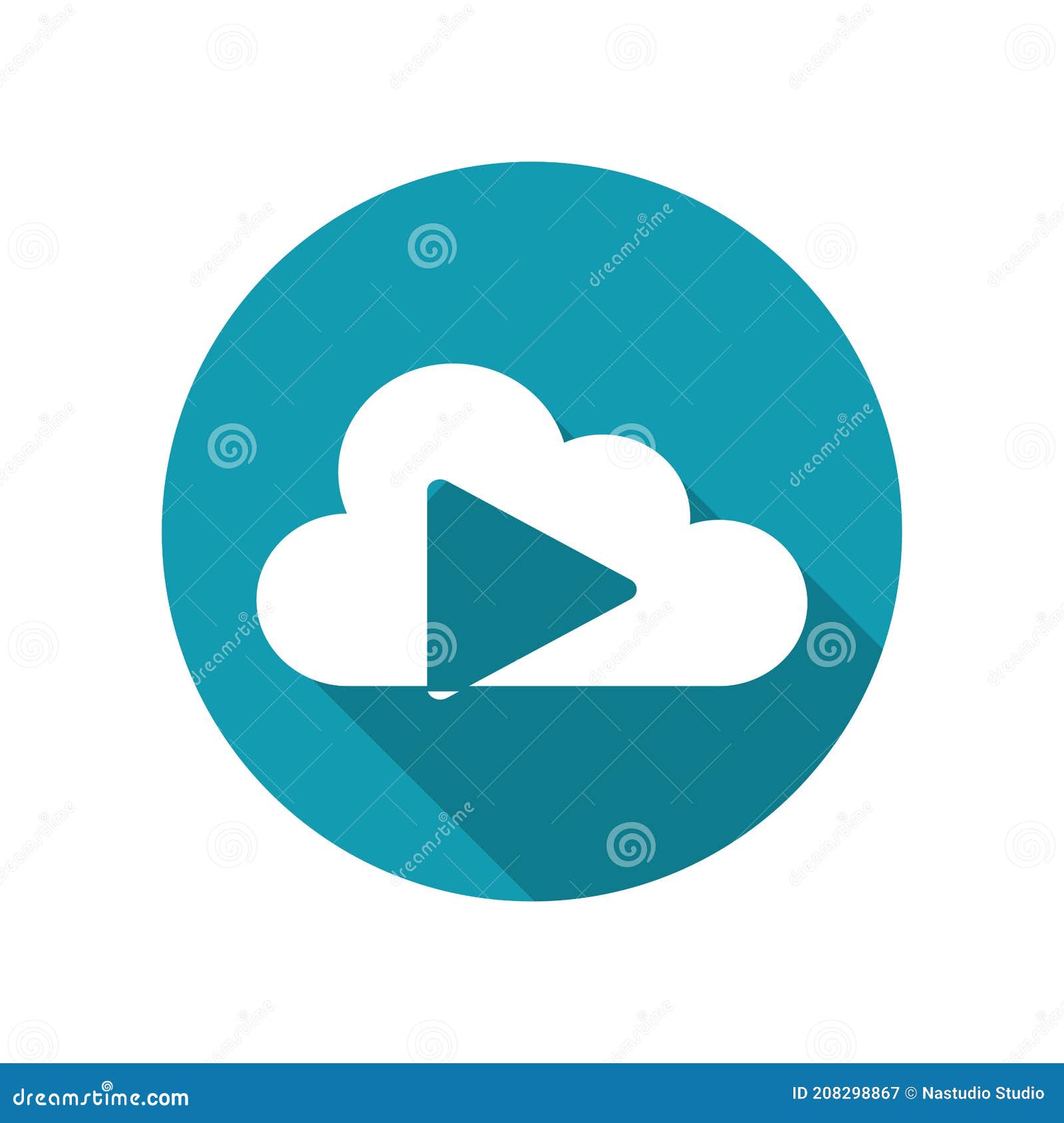 Play Icon on Cloud. Isolated on White Background Stock Vector ...