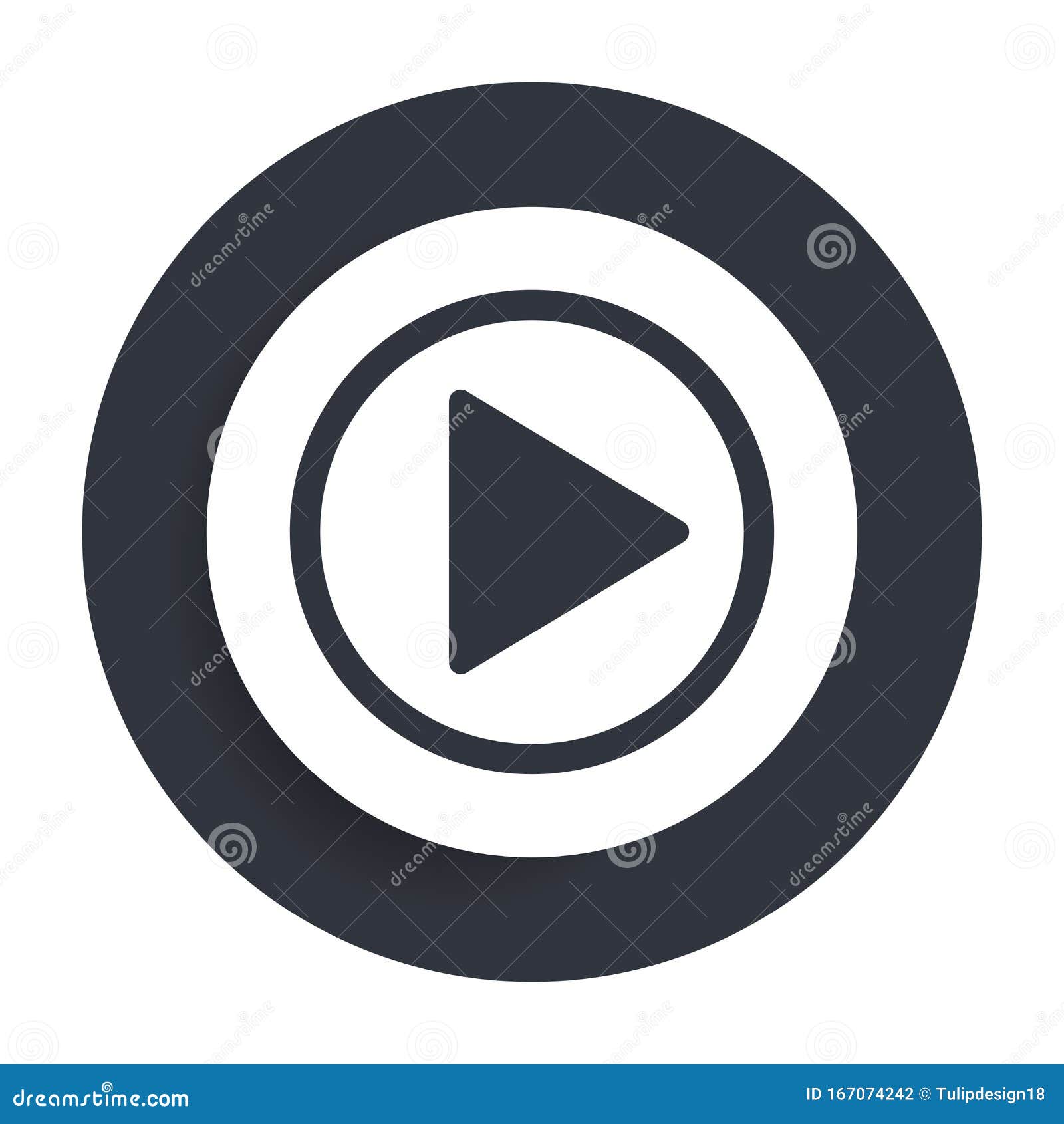 Play Icon Flat Vector Round Button Clean Black and White Design Concept ...