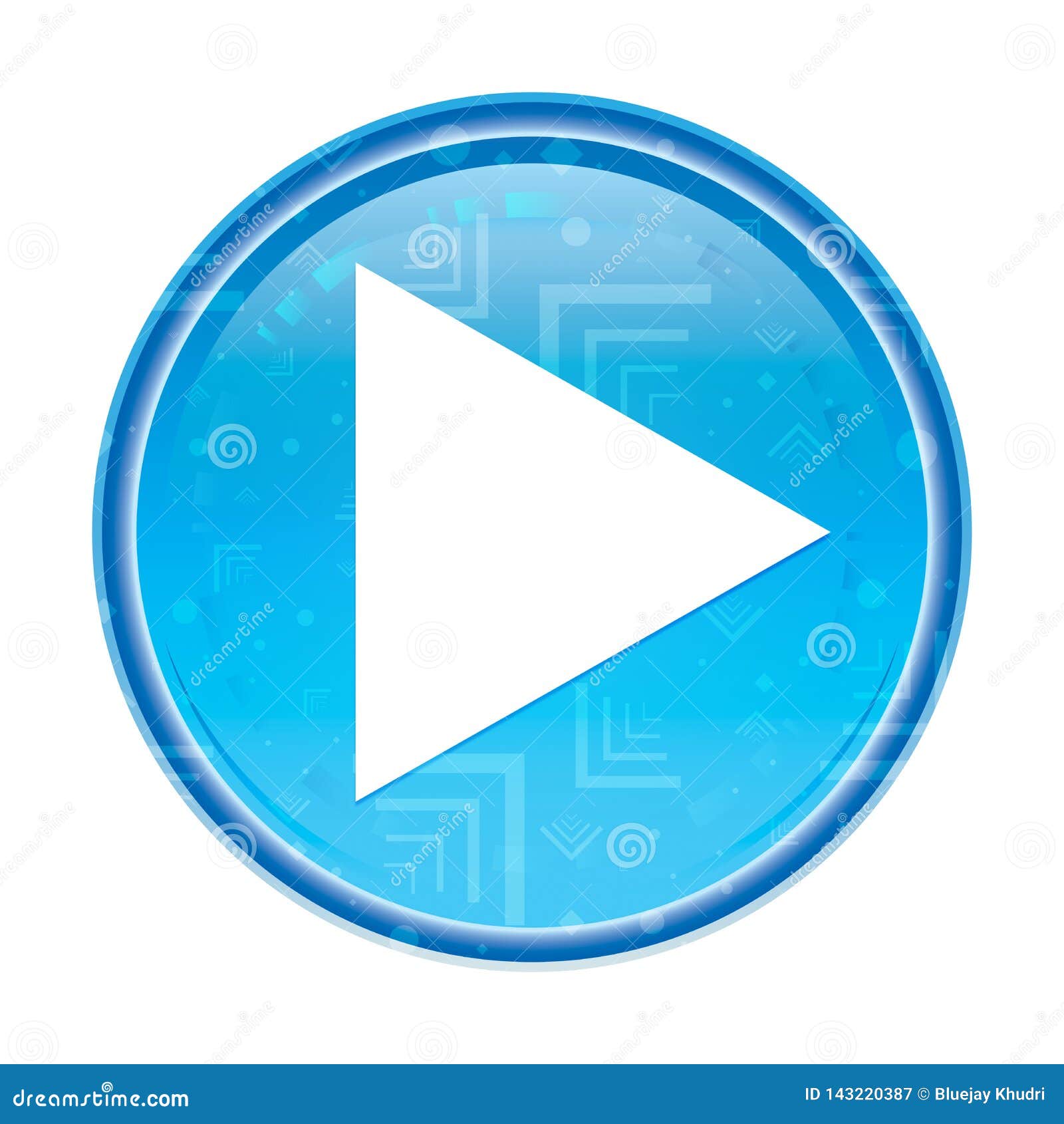 Play Icon Floral Blue Round Button Stock Illustration - Illustration of ...
