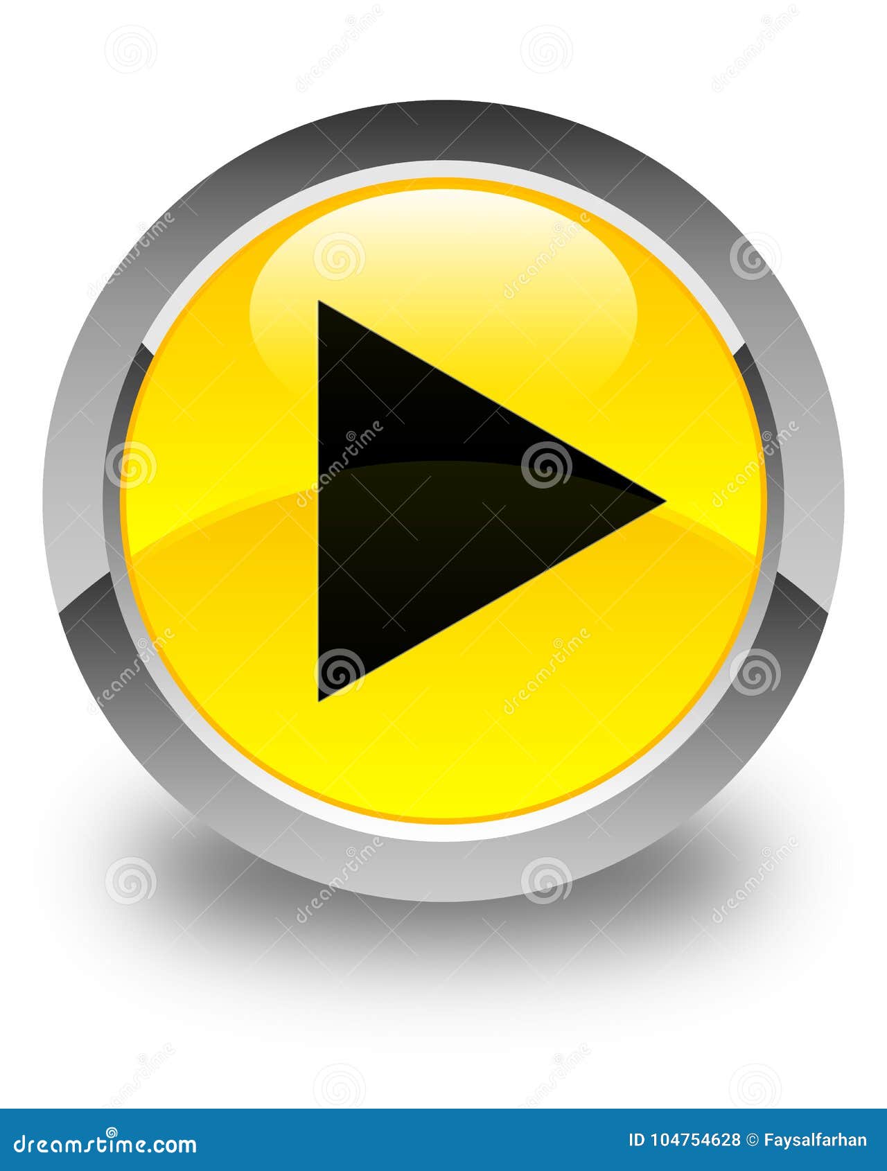 Play Icon Glossy Yellow Round Button Stock Illustration - Illustration ...