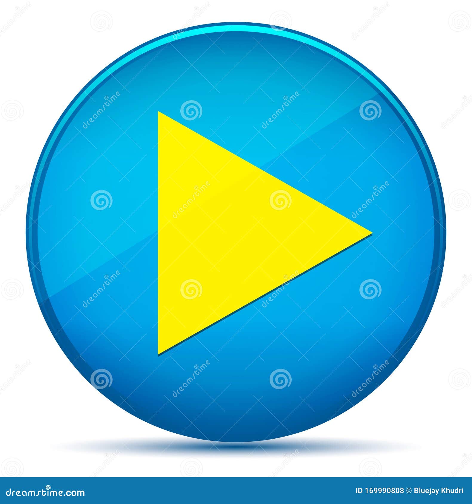 Play Icon Modern Flat Cyan Blue Round Button Stock Illustration ...