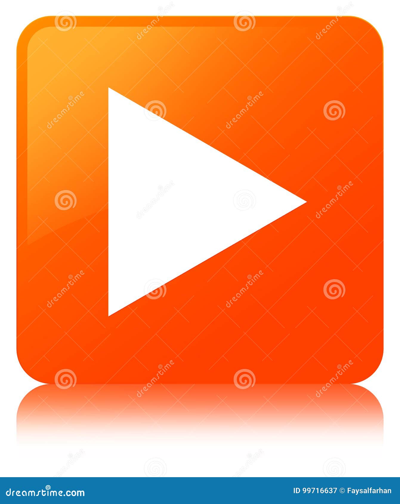 Play Icon Orange Square Button Stock Illustration - Illustration of ...