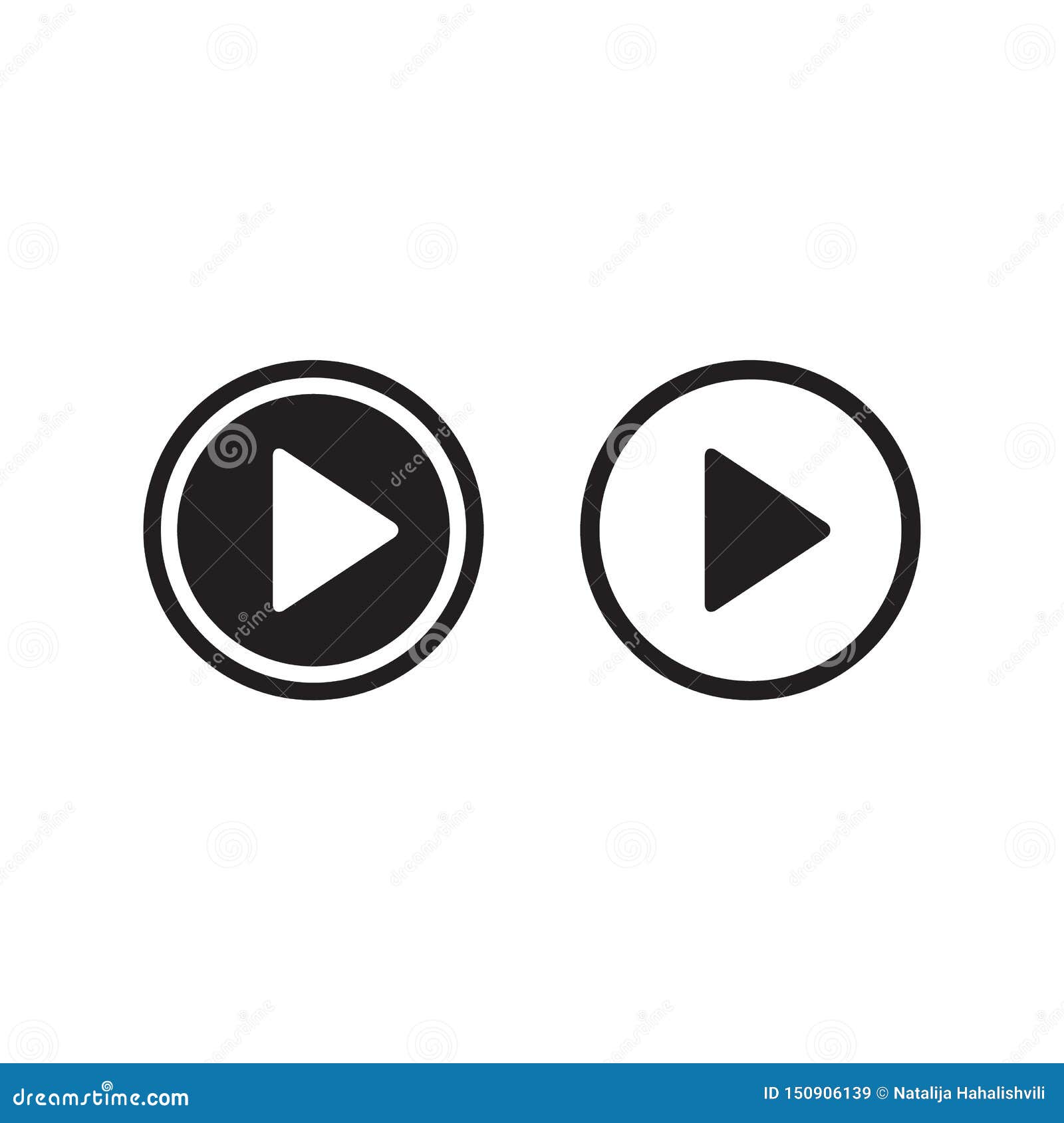 Play Icons, Buttons, Black Symbol Stock Vector - Illustration of music ...