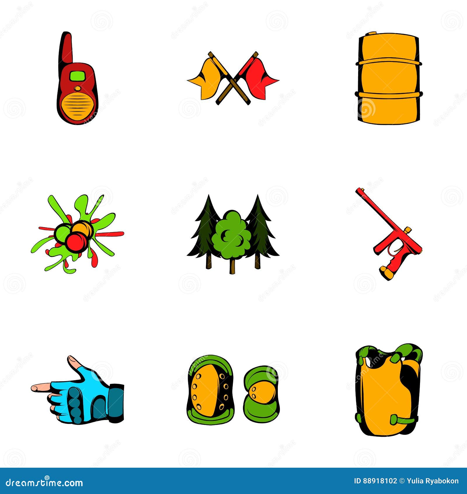 Play Icons Set, Cartoon Style Stock Vector - Illustration of icon ...