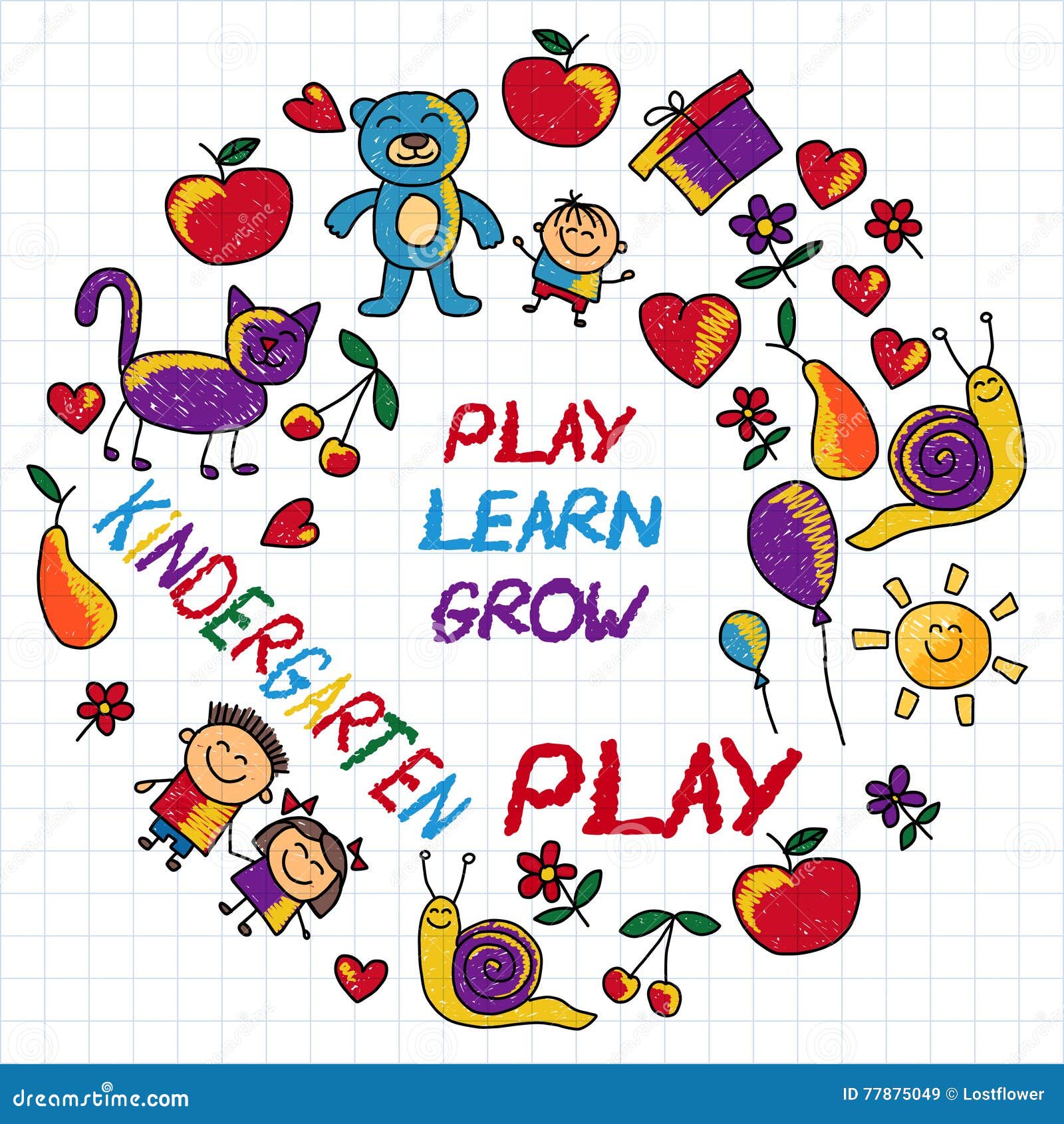 Play Learn and Grow Together Vector Image Stock Vector - Illustration of play, cartoon: 77875049