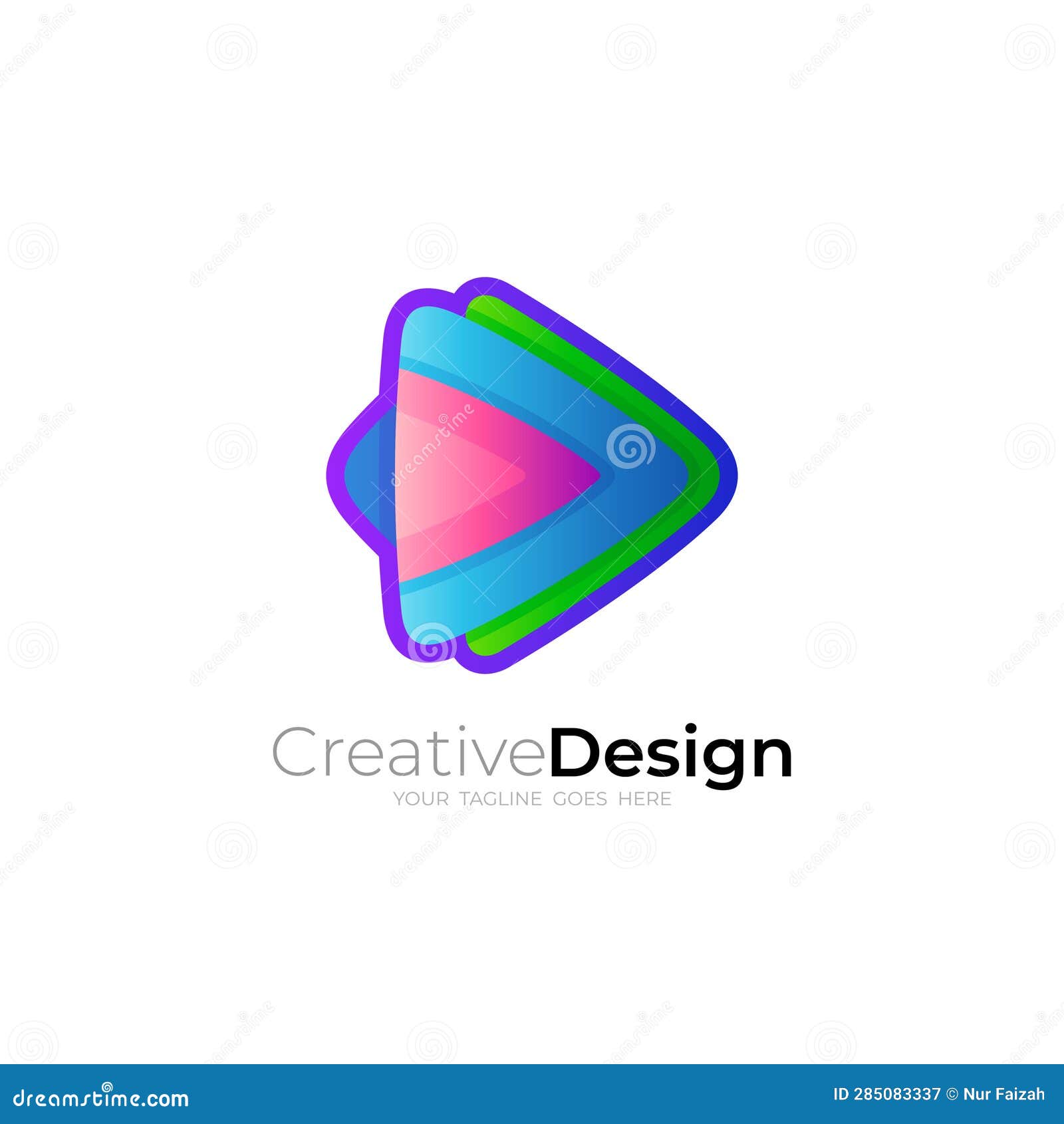 Play Logo with Technology Design, Triangle Logos, 3d Colorful Stock ...