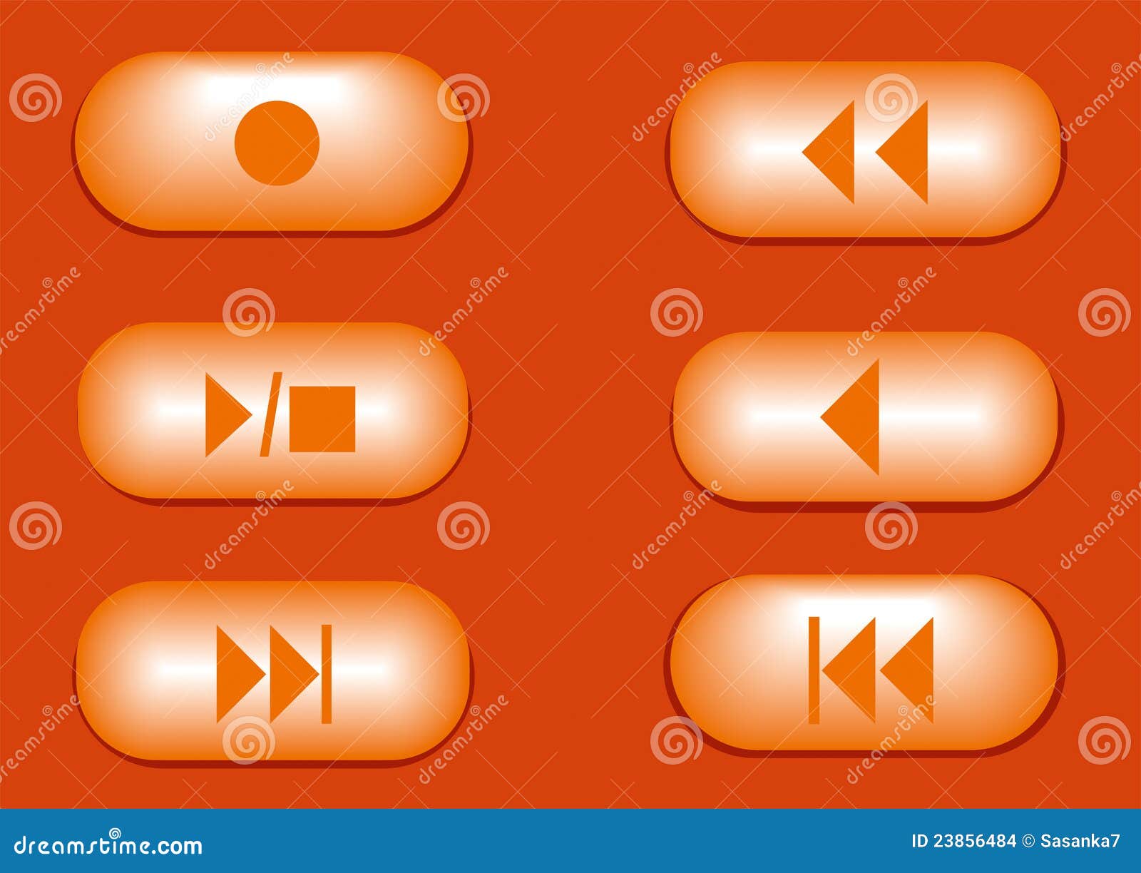 Play music 3d buttons stock vector. Illustration of pause - 23856484
