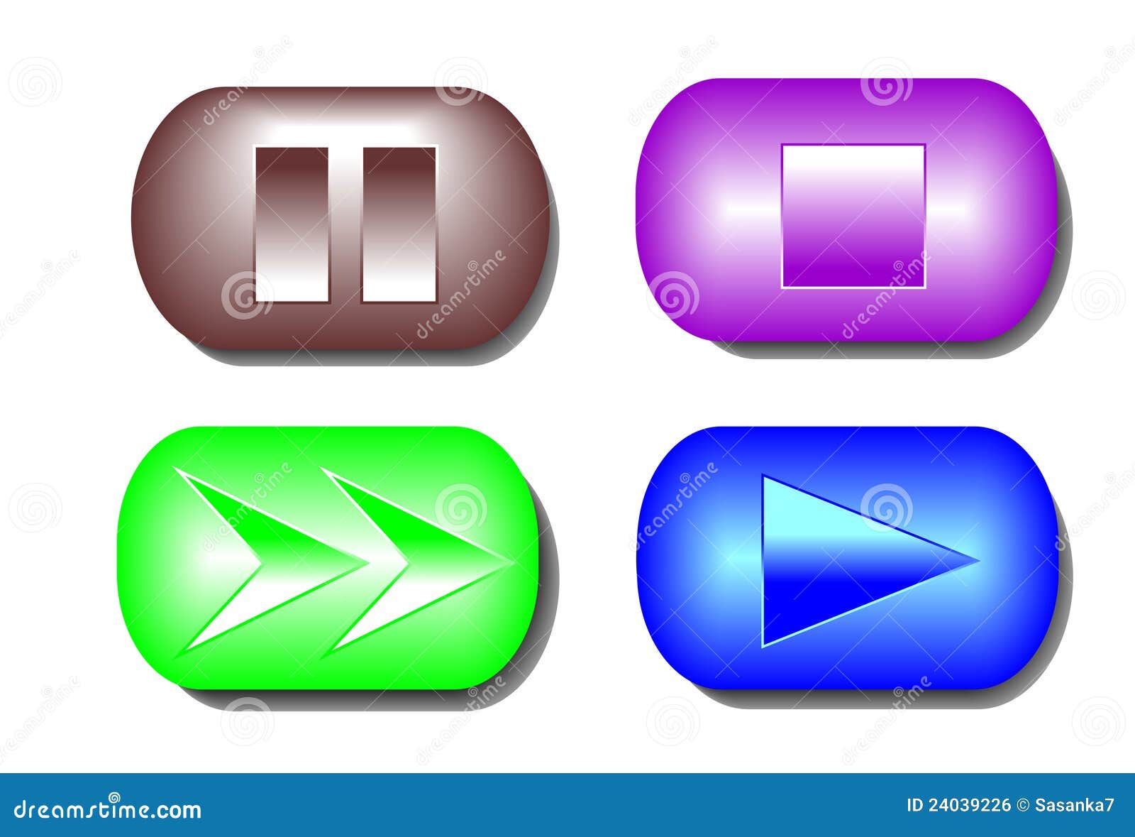 Play music 3d buttons stock illustration. Illustration of green - 24039226