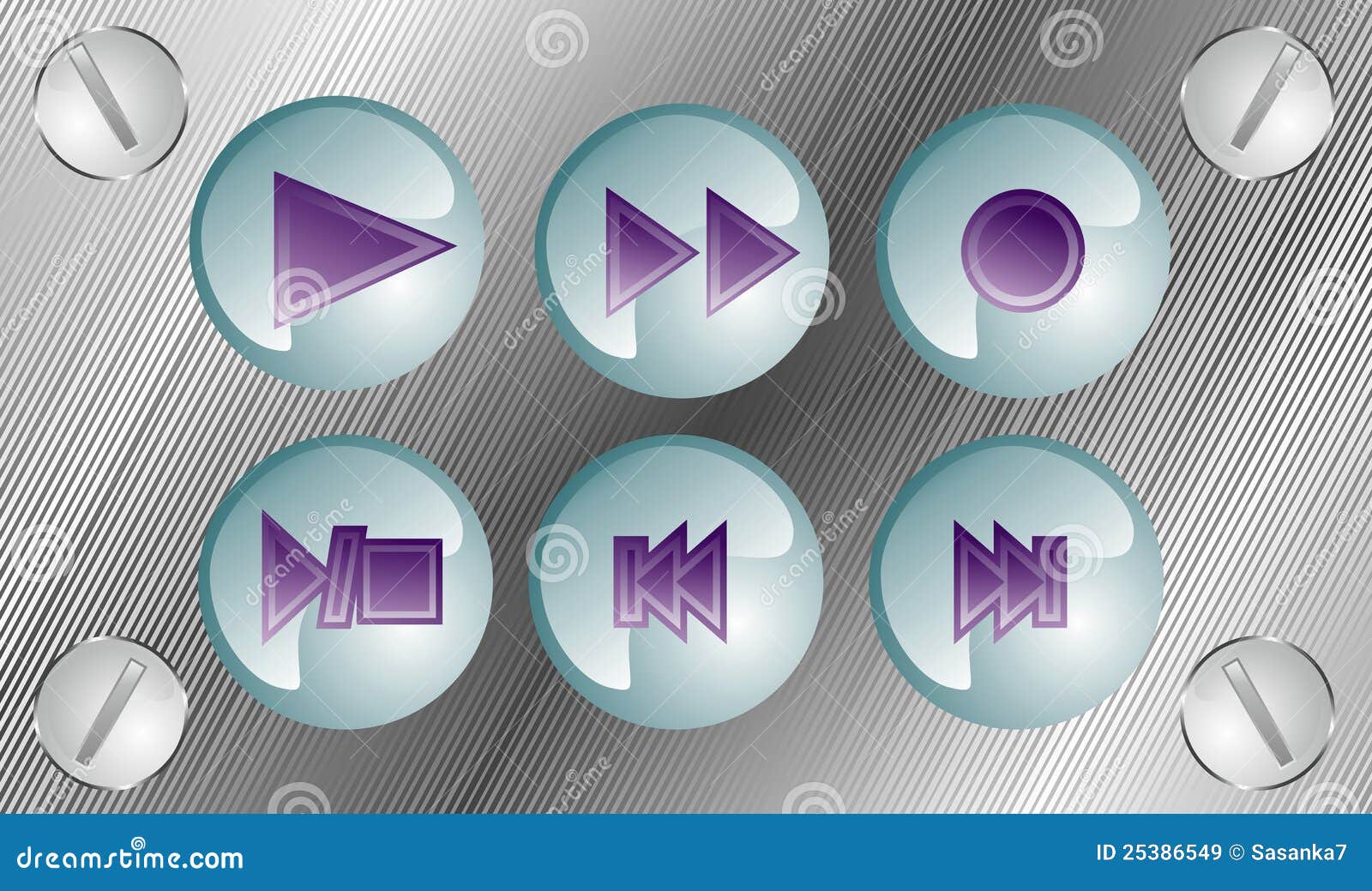 Play music 3d buttons stock illustration. Illustration of audio - 25386549