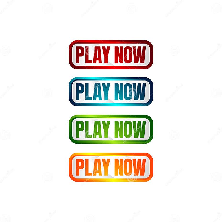 Play Now Button Four Colored Editable Call To Action Buttons Vector ...
