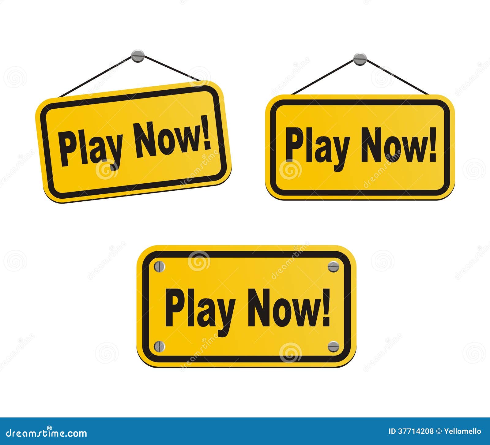 Play now - yellow signs stock illustration. Illustration of look - 37714208