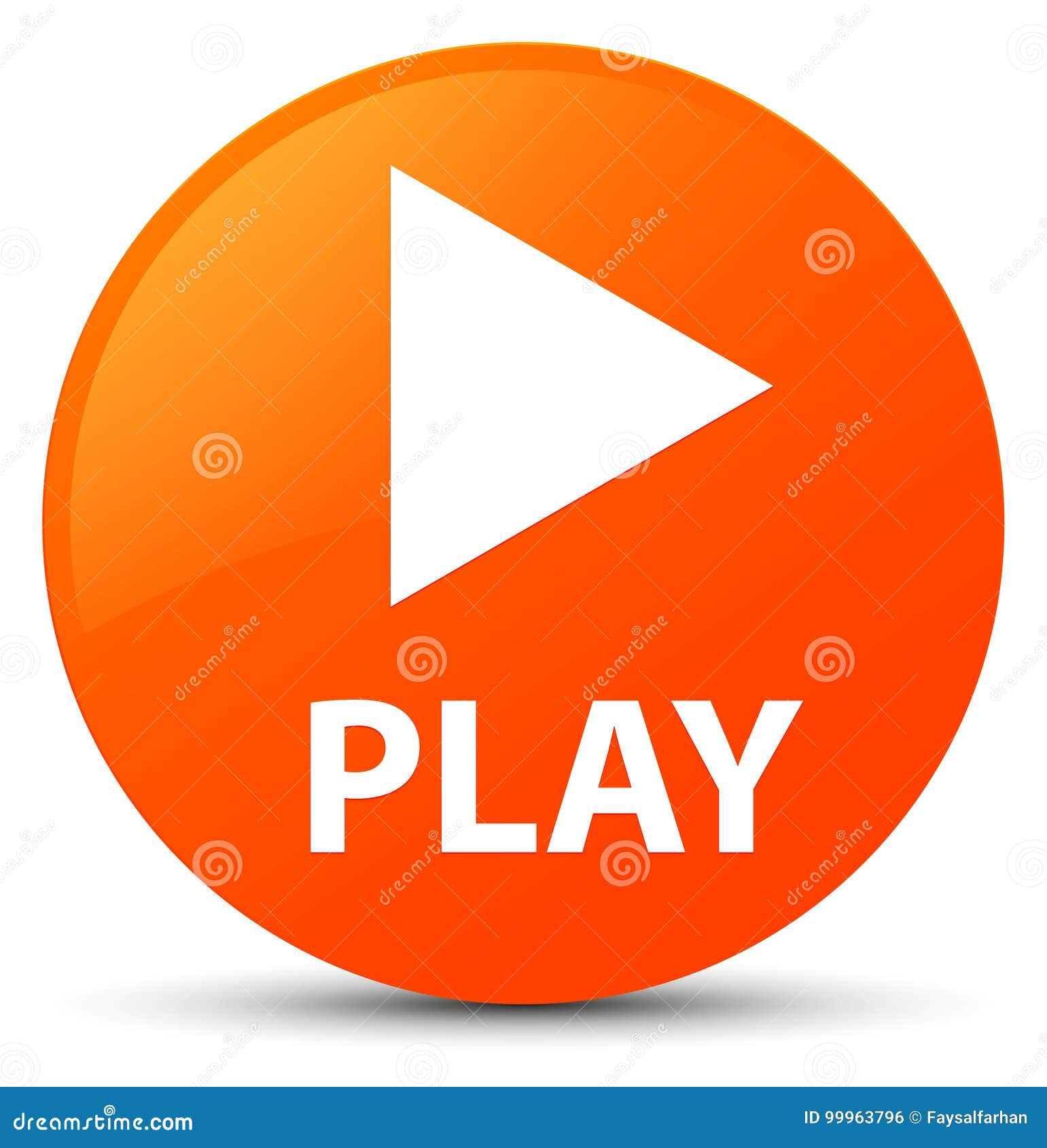 Play orange round button stock illustration. Illustration of stream ...