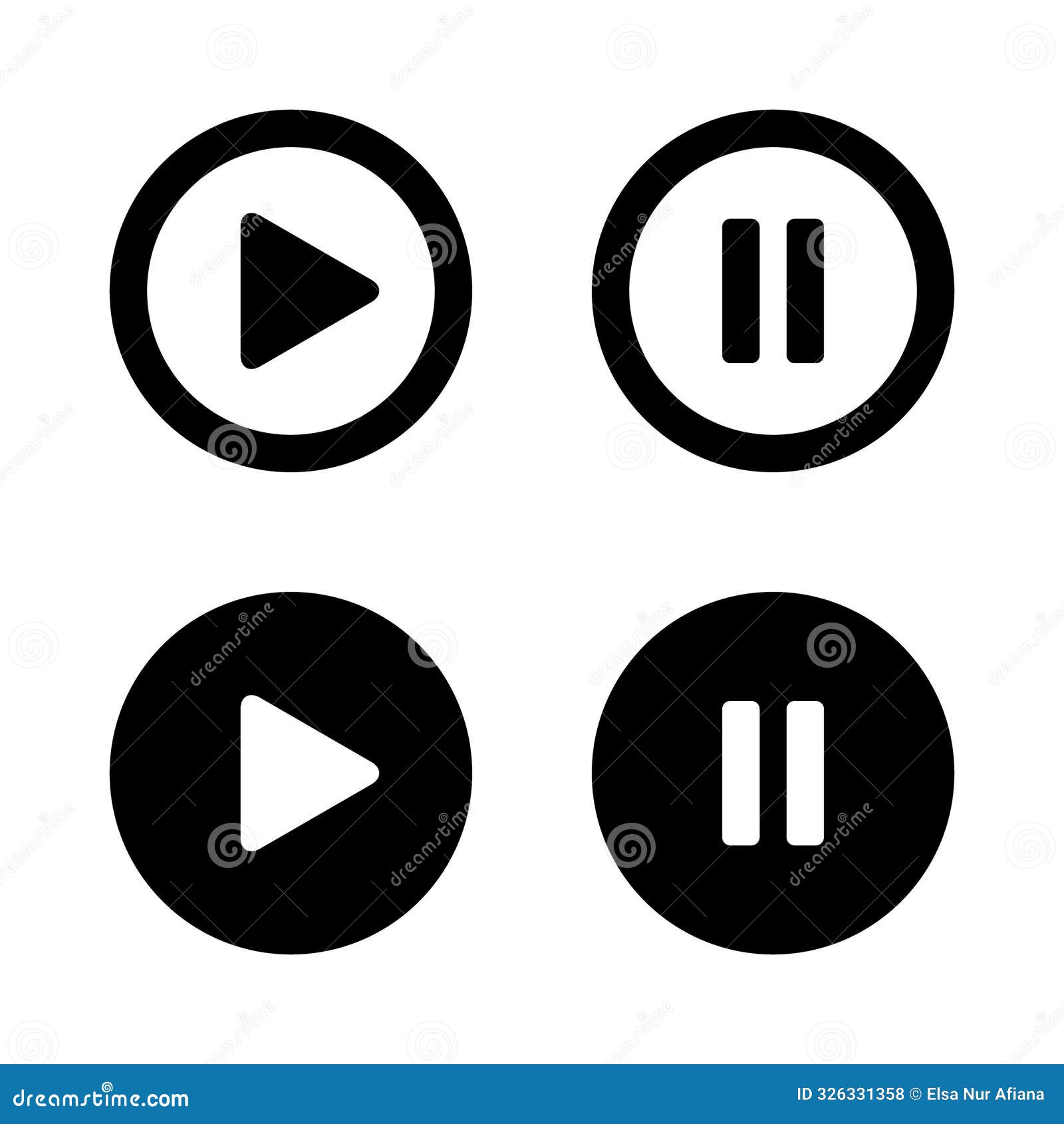 Play and Pause Button Icon in Generic Style. Audio, Video, Music Player ...