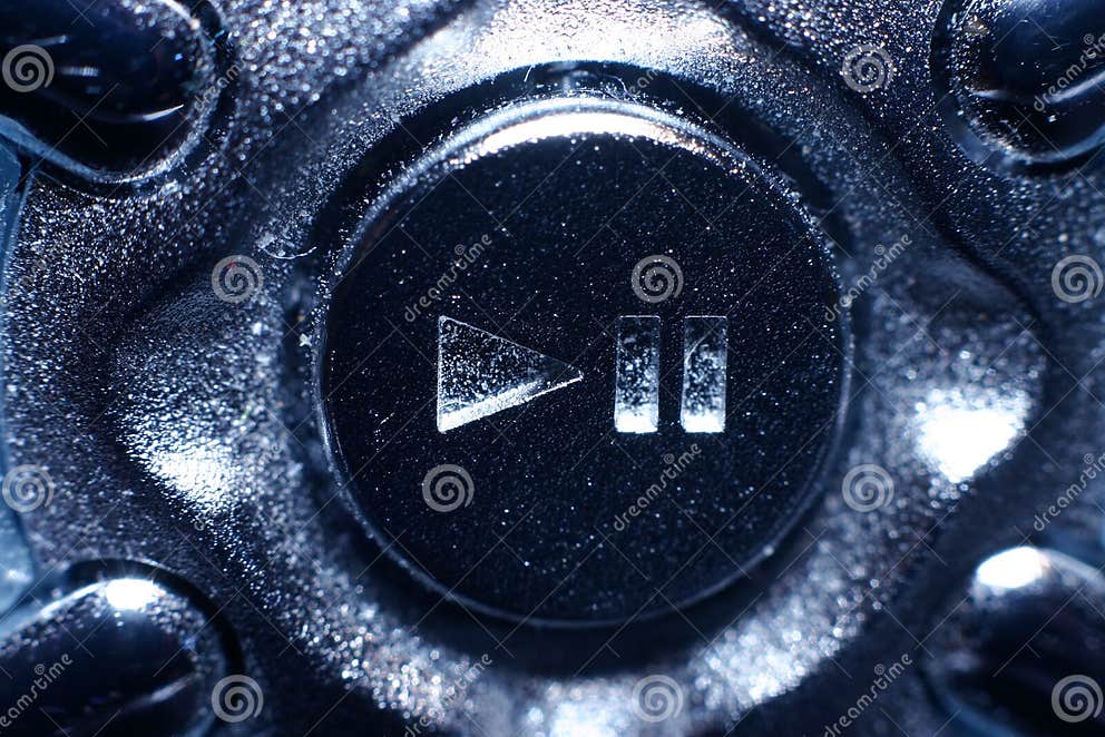 Play/pause Button, Metallic Look Stock Photo - Image of icon, closeup ...
