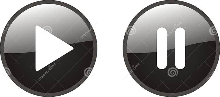 Play and pause buttons stock vector. Illustration of pause - 7250597