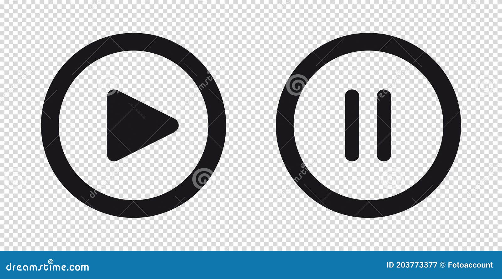 Play and Pause Buttons - Vector Illustrations Isolated on Transparent ...