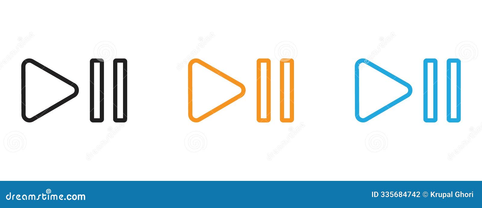 Play Pause Icon Thin Line Illustration Set Stock Vector - Illustration ...