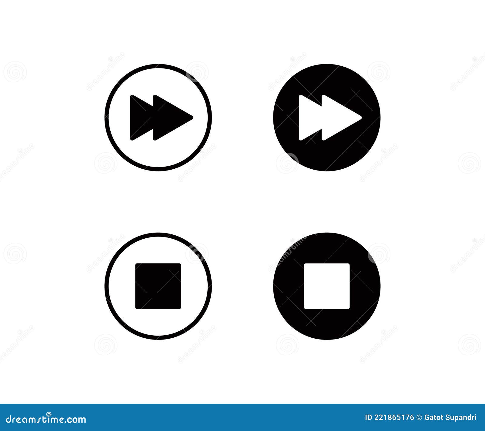 Play Pause Stop Button Icon Flat Style Logo Template Stock Vector ...