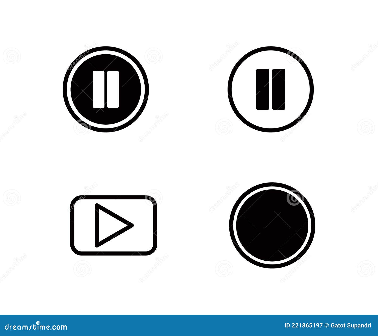 Play Pause Stop Button Icon Flat Style Logo Template Stock Vector ...
